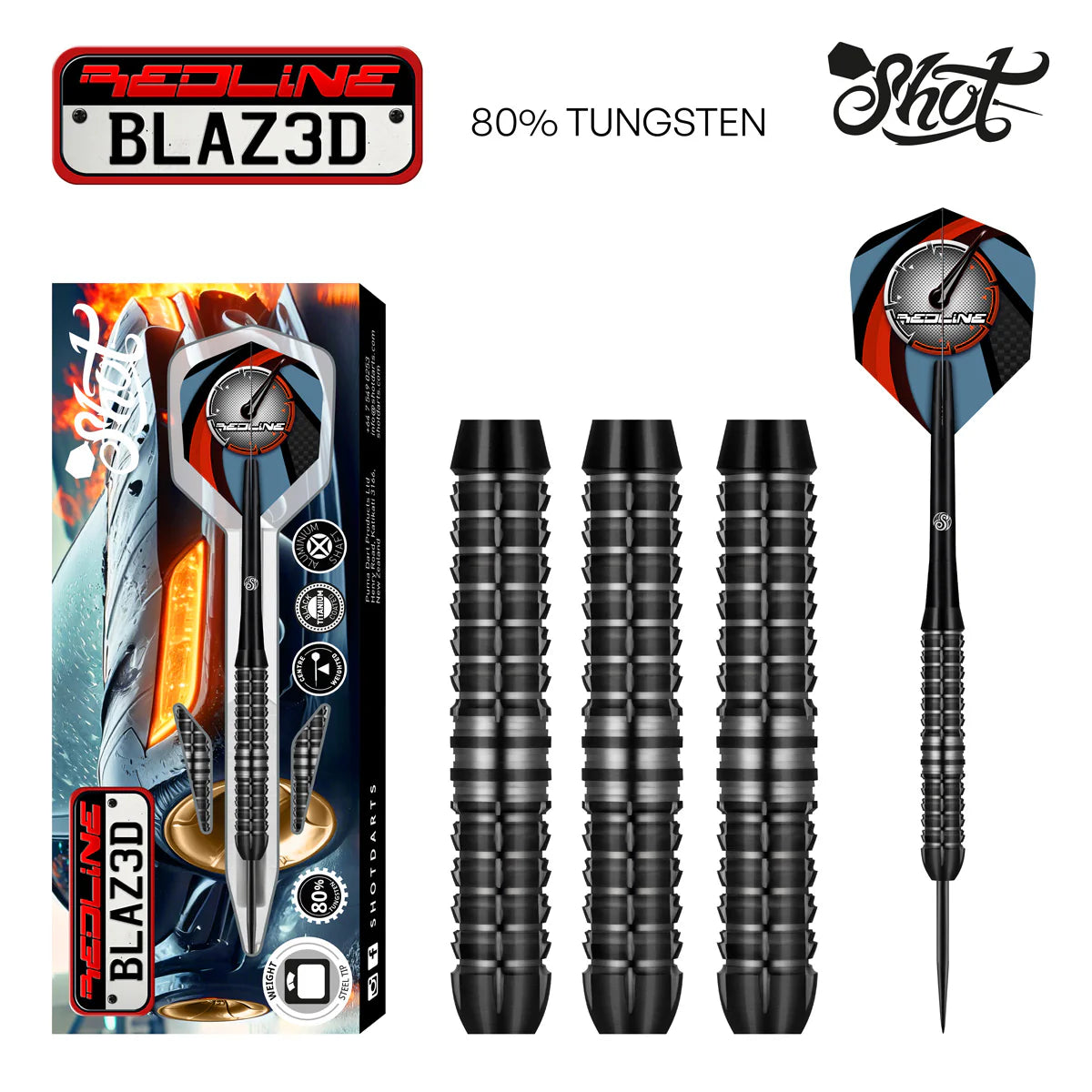 Redline BLAZ3D 80% Tungsten Steel Tip Darts by Shot – Atlantic Dart Warehouse
