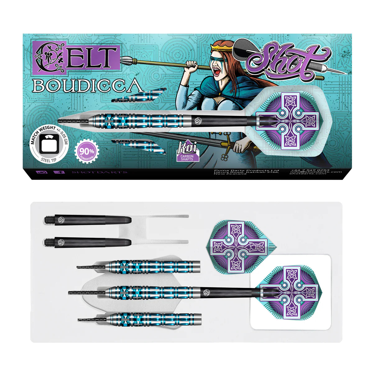 CELT BOUDICCA 90% TUNGSTEN STEEL TIP DARTS BY SHOT – Atlantic Dart ...