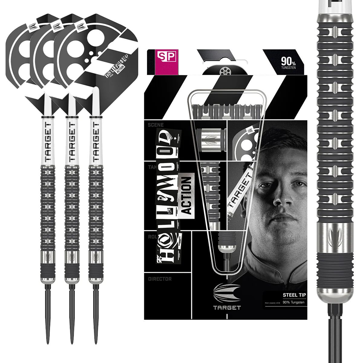 HOLLYWOOD ACTION 90% TUNGSTEN SP STEEL TIP DARTS BY TARGET – Atlantic ...