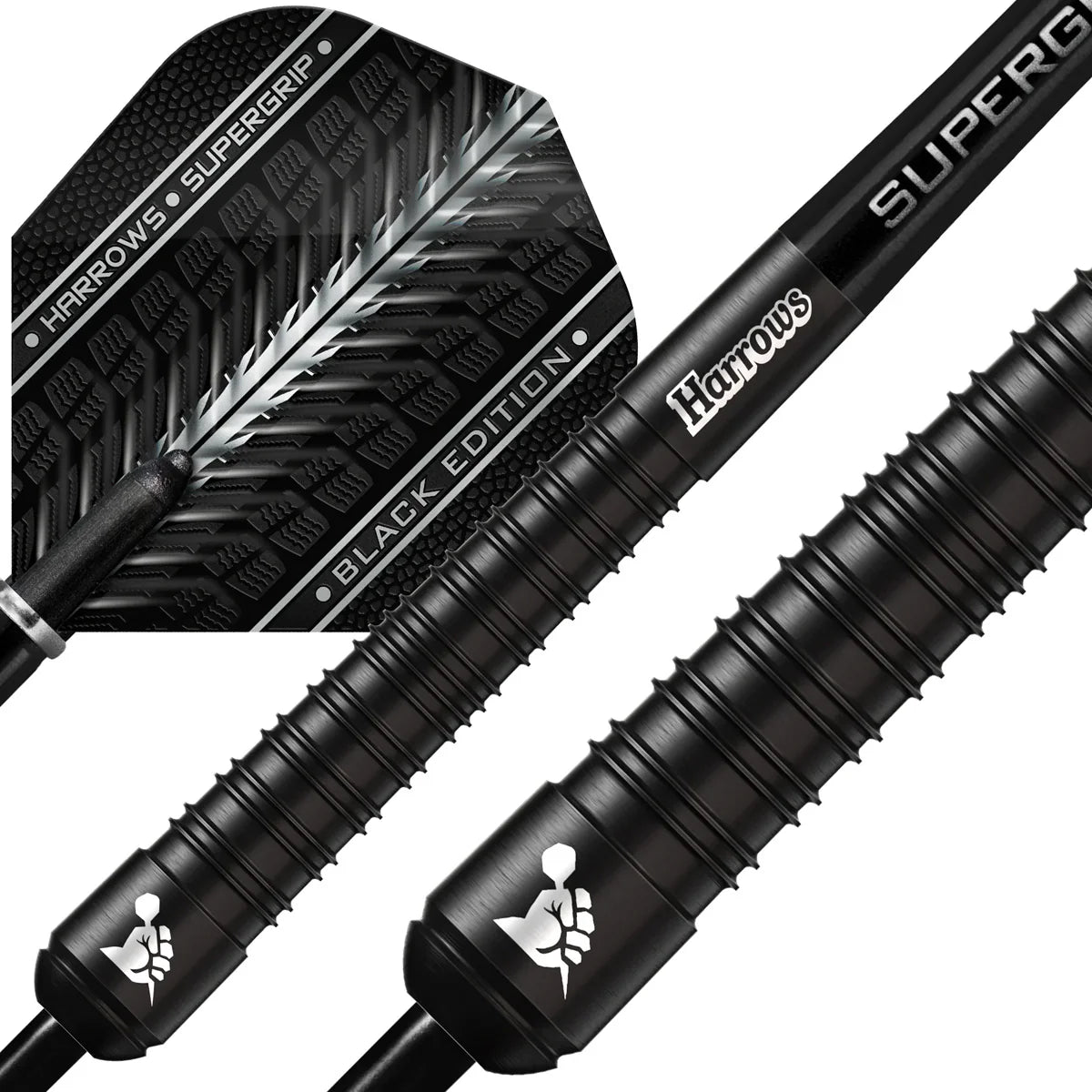Harrows Supergrip Black Edition 90% Tungsten Steel Tip Darts – Atlantic ...