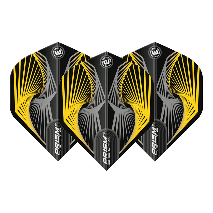 PRISM DELTA SPIRAL YELLOW AND GREY STANDARD DART FLIGHTS BY WINMAU ...